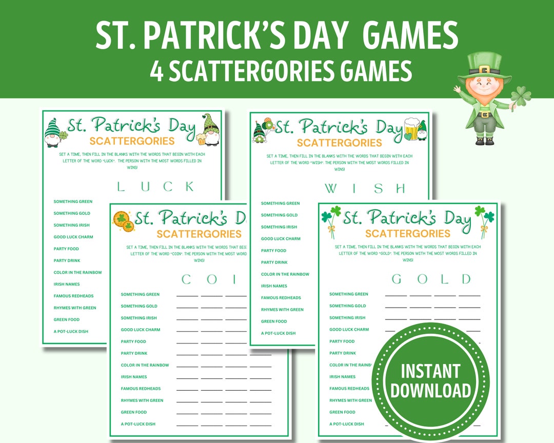 St. Patrick's Day Scattergories Game: Family Fun (digital Download) - Etsy