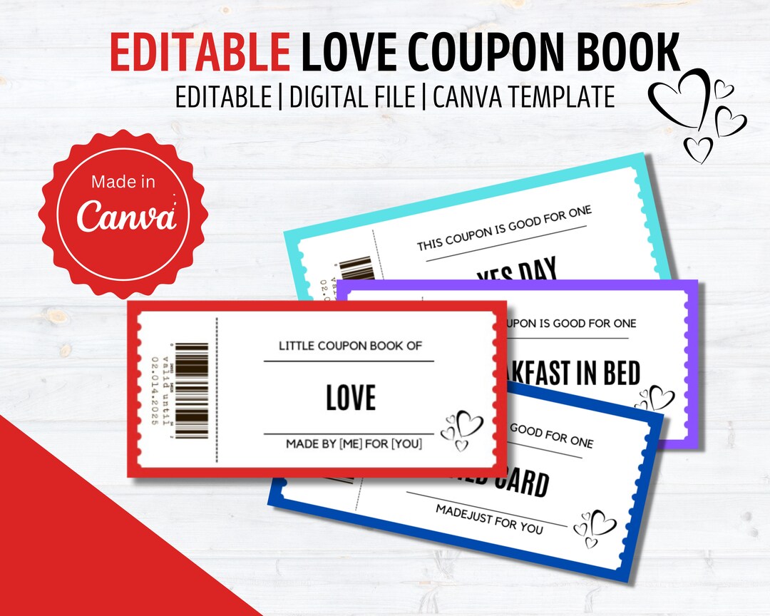 Valentine's Editable Love Coupon Book | Printable Coupon Book ...