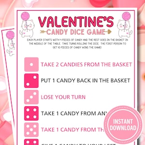 Valentine's Candy Dice Game: Family Fun (printable) - Etsy