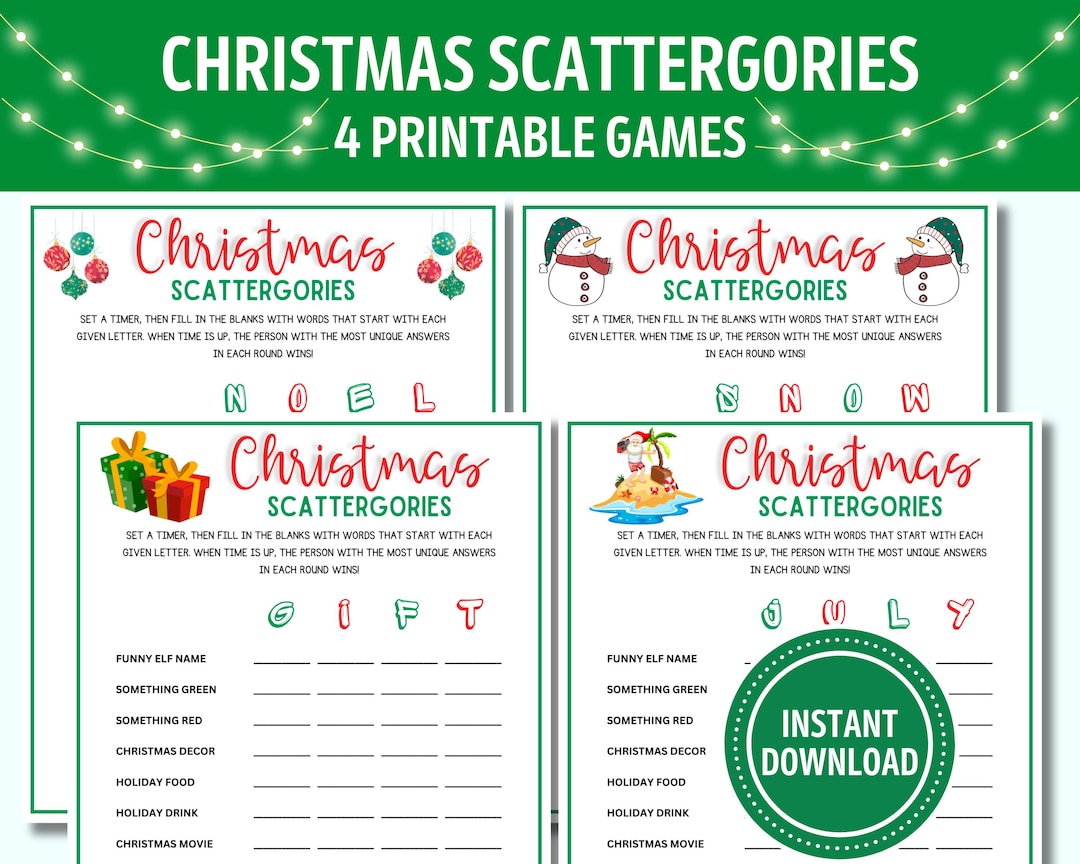 Christmas Scattergories Game | Printable Digital Download | Family ...