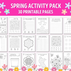 Kids Spring Printable Activity Bundle | Digital Download Games | Spring ...