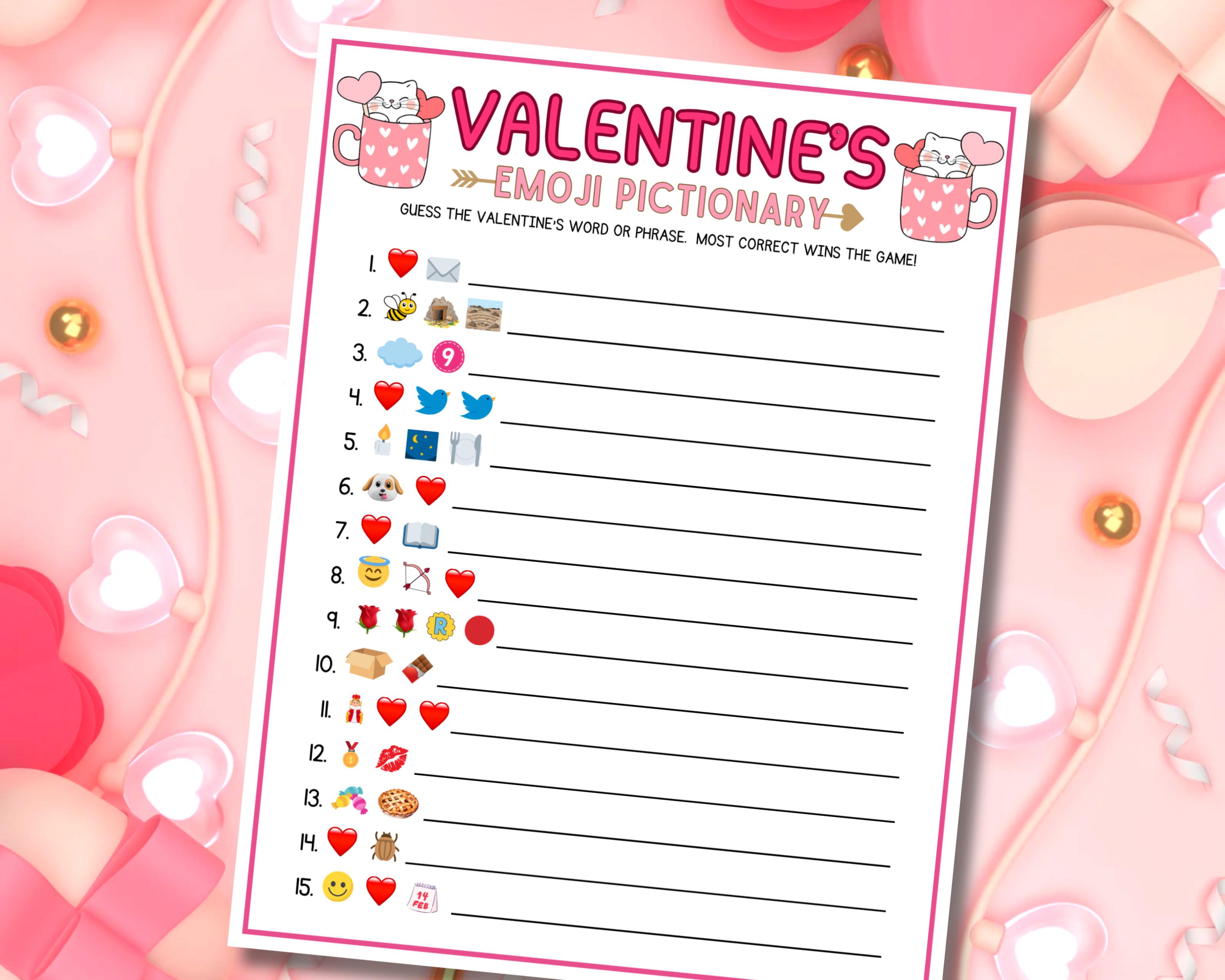 Valentine's Emoji Pictionary Game: Printable Party Activity (PDF) - Etsy