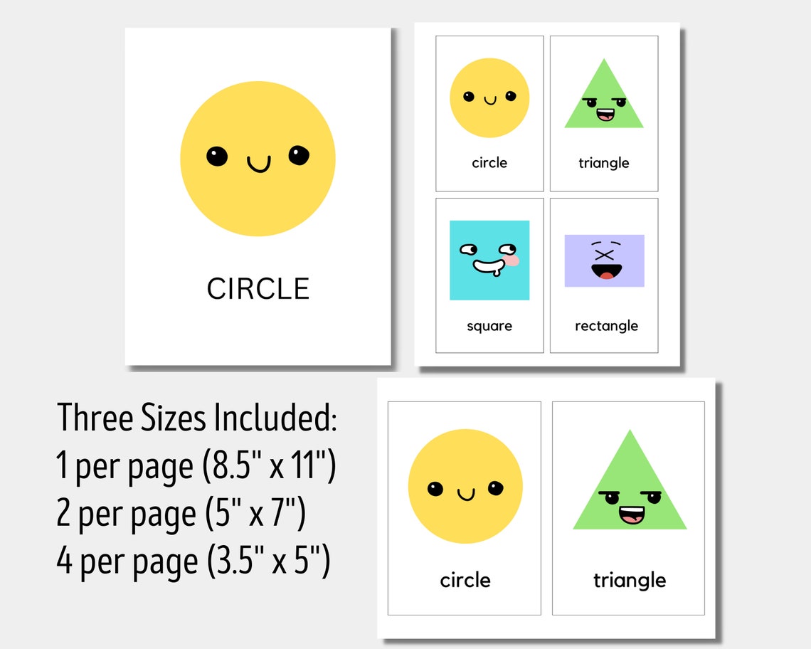 Geometric Shapes Flashcards Printable | Modern Basic Shape Flash Cards ...