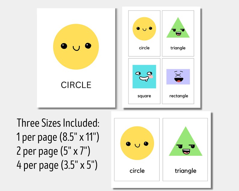 Geometric Shapes Flashcards: Colorful Basics for Toddlers (printable ...