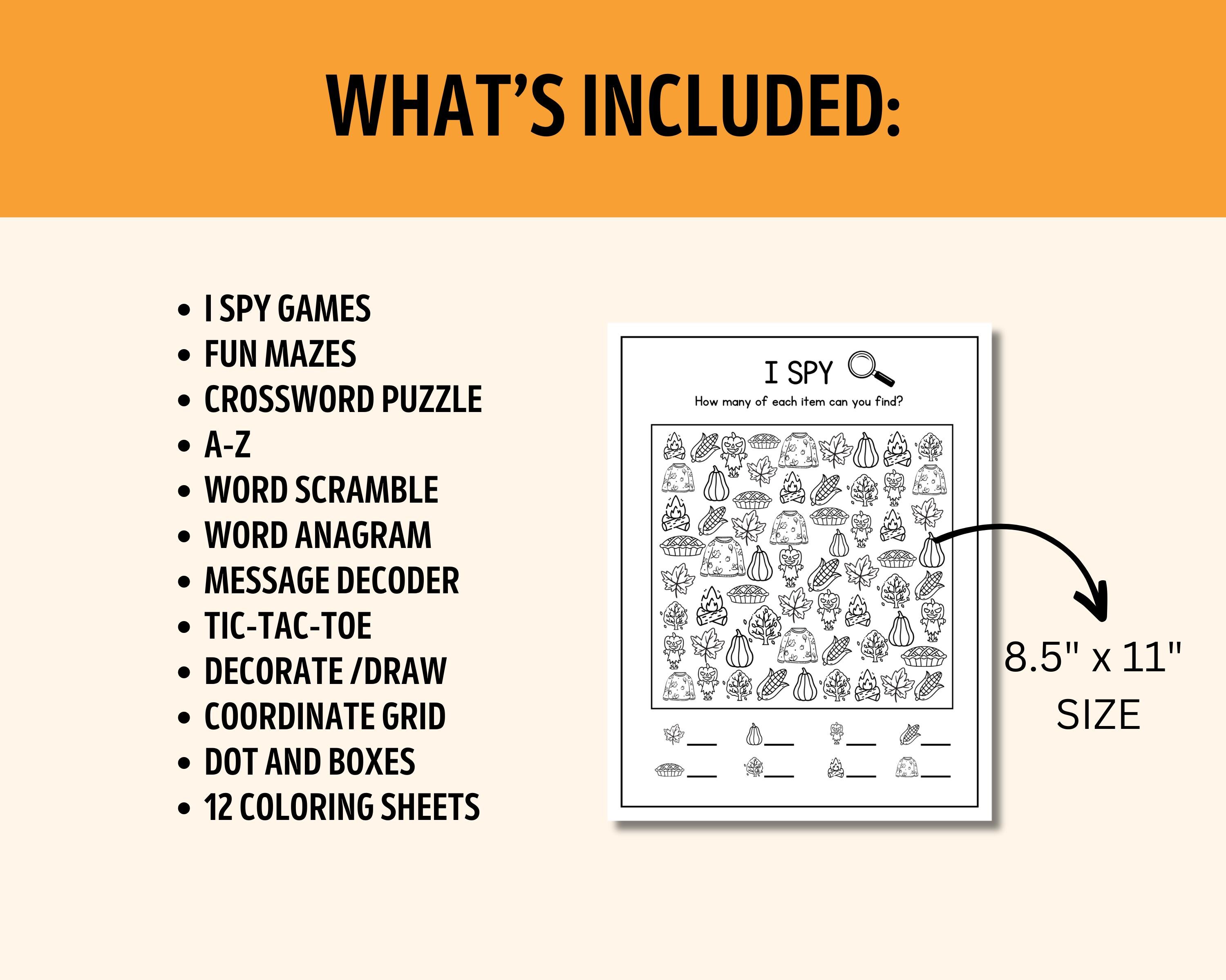 Kids Fall Printable Activity Bundle | Digital Download Games | Autumn ...