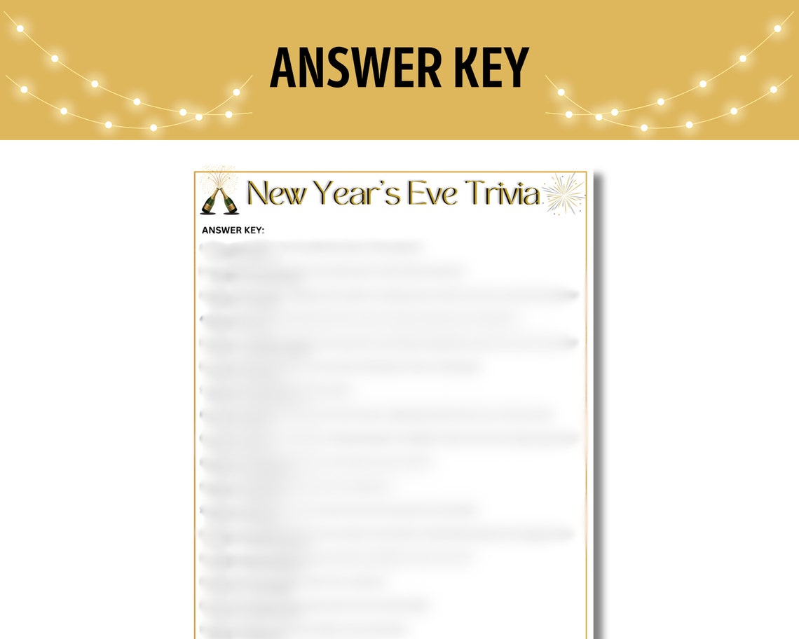 New Year's Eve Trivia Game: Family Holiday Fun (PDF Download) - Etsy