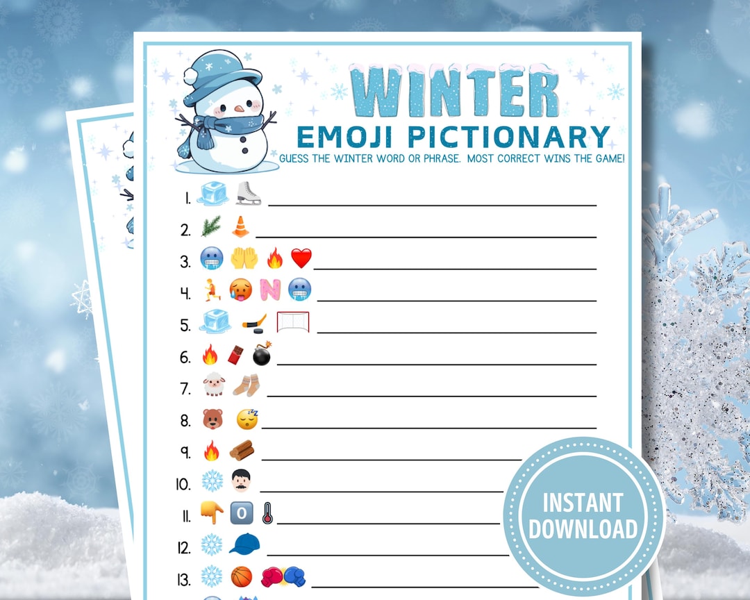 Winter Emoji Pictionary Game: Printable Christmas Activity (PDF) - Etsy