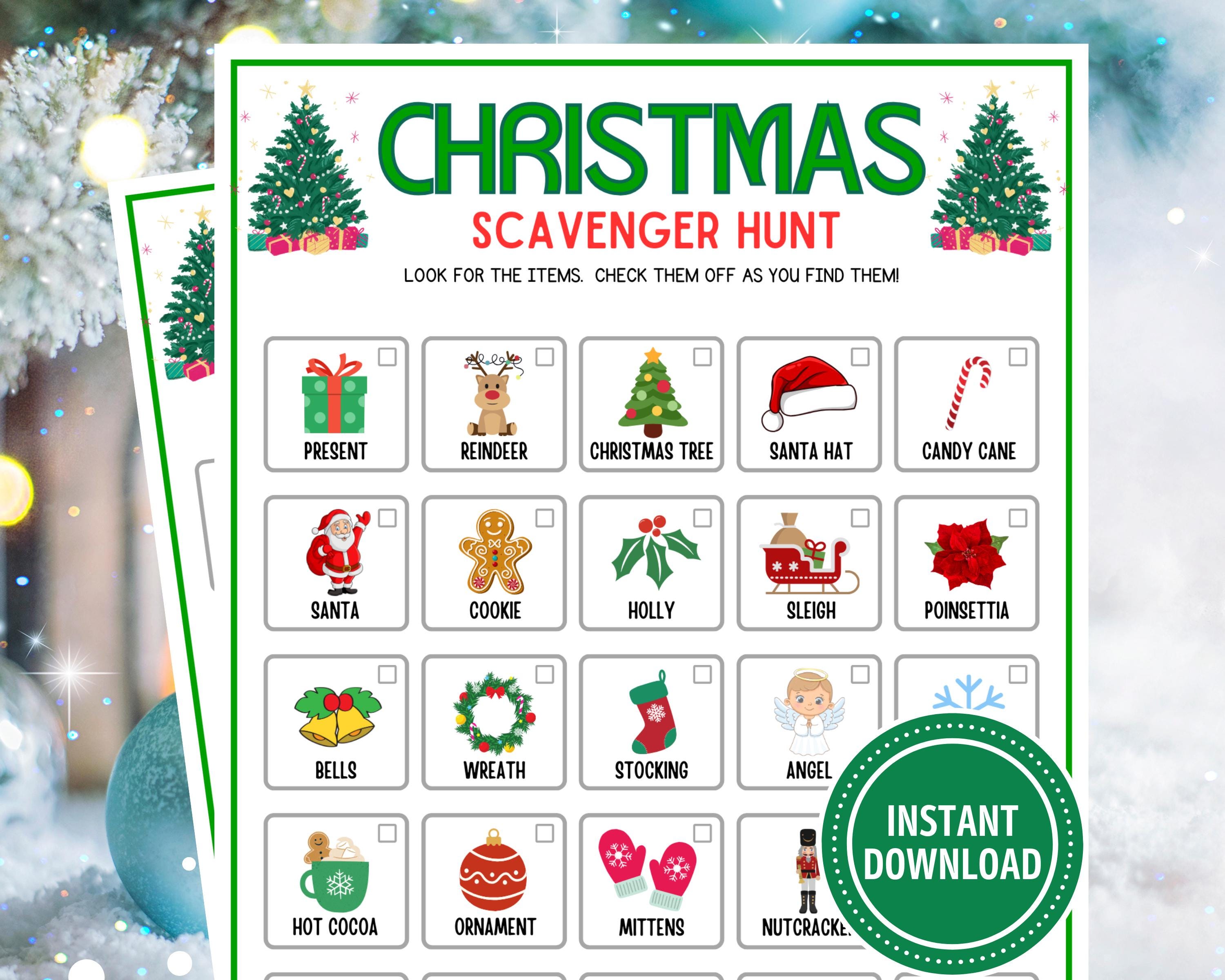 Kids Christmas Scavenger Hunt: Printable Holiday Game (digital Download ...