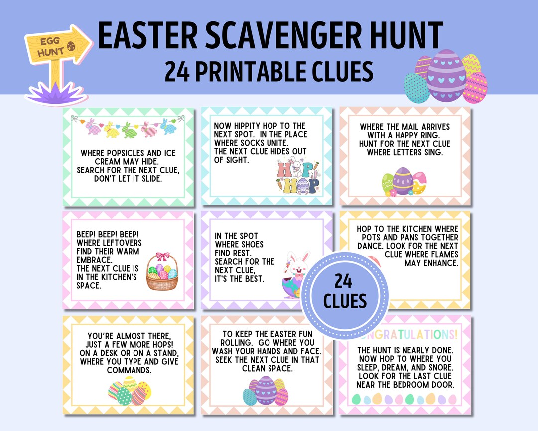 Easter Scavenger Hunt Clues | Easter Scavenger Hunt Cards丨kids Easter ...