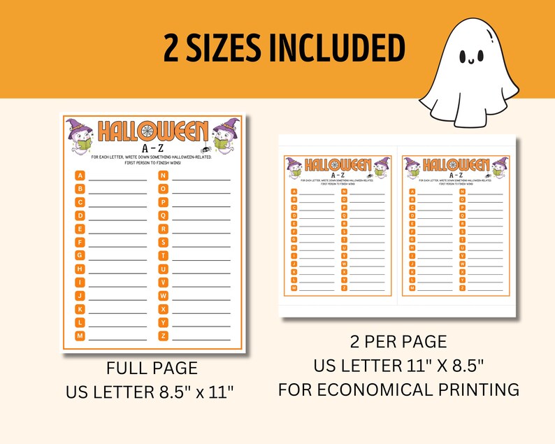 Halloween A to Z Game: Printable Party Activity (digital Download ...