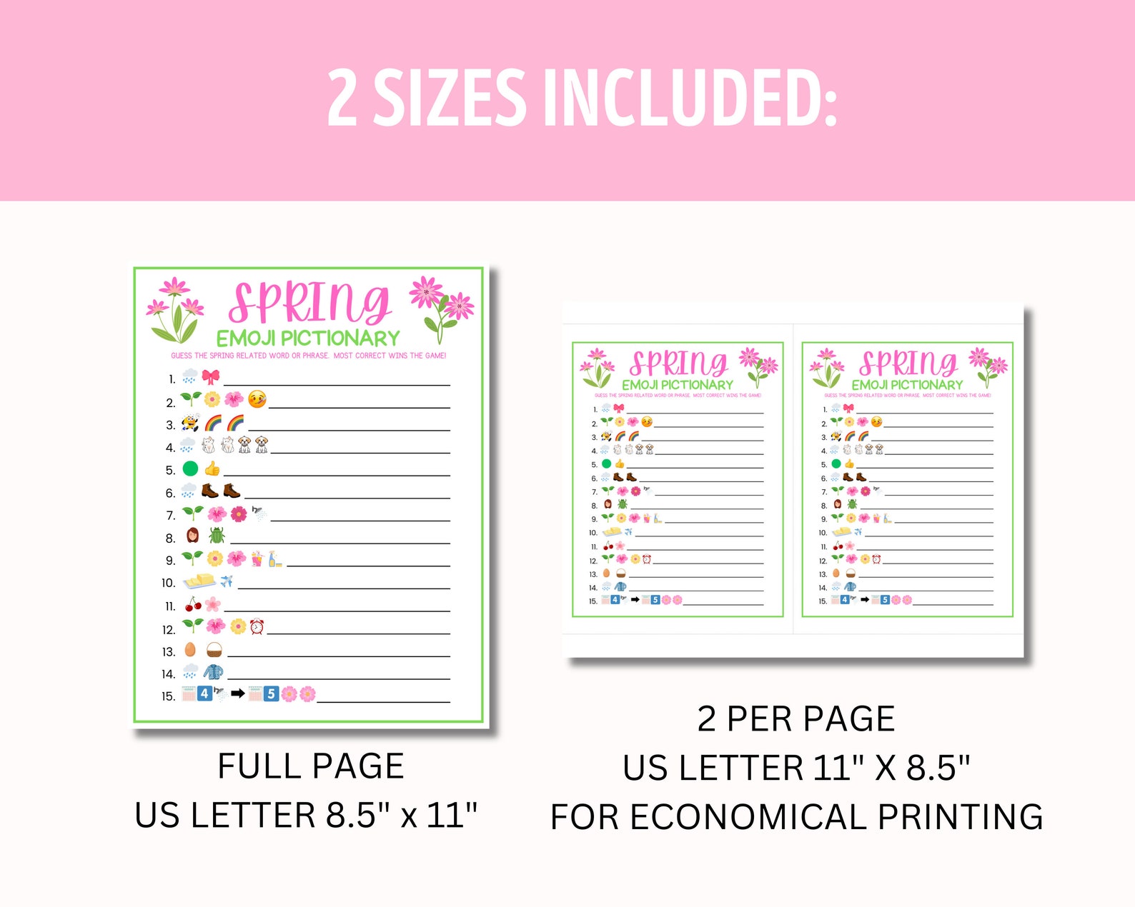 Spring Emoji Pictionary Game | Printable Spring Game Digital Download ...