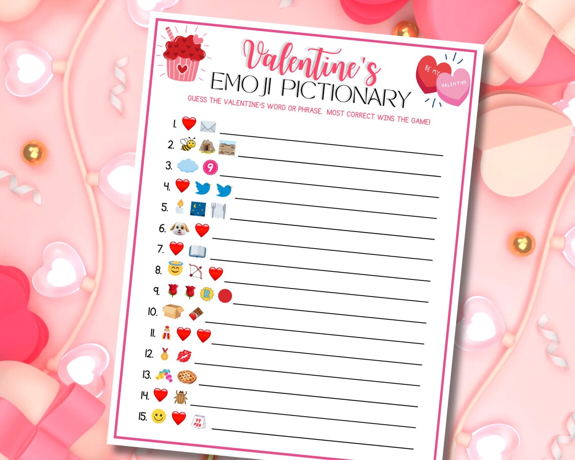 Valentine's Emoji Pictionary Game: Printable Party Activity (PDF) - Etsy