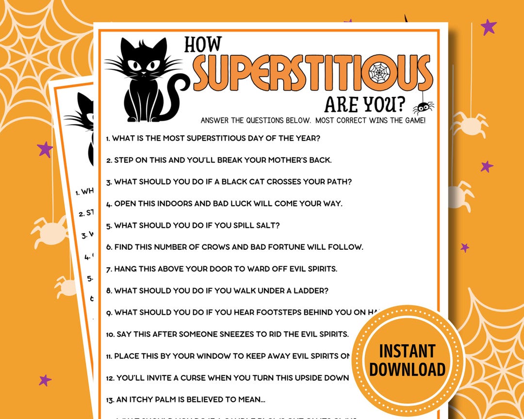 Halloween Superstition Trivia Game: Printable Party Activity (digital ...