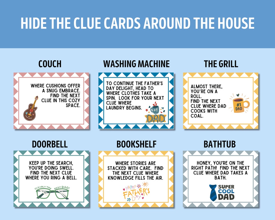 Father's Day Scavenger Hunt Clues | Father's Day Scavenger Hunt Cards丨 ...