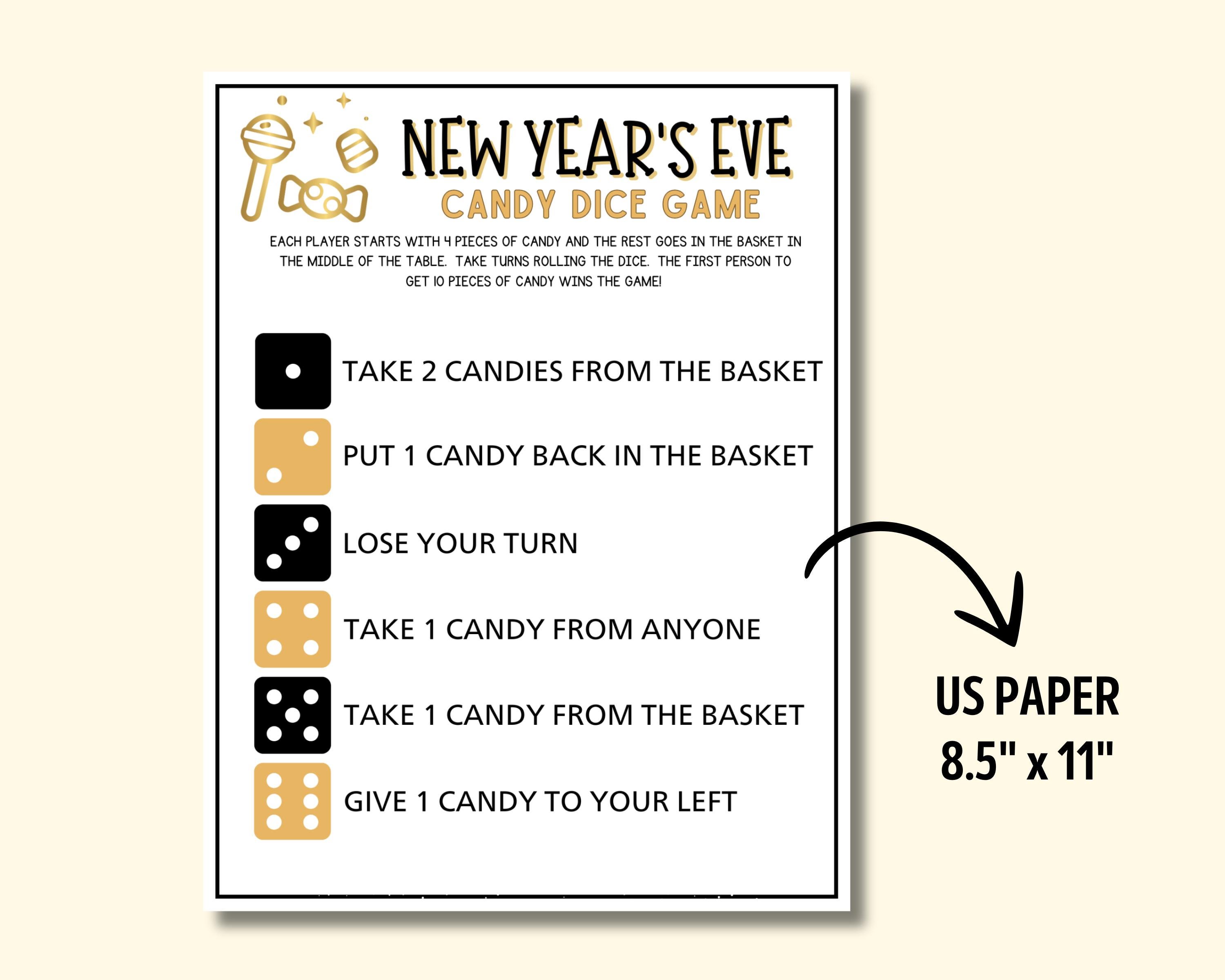 New Year's Eve Candy Dice Game: Family Fun (printable) - Etsy