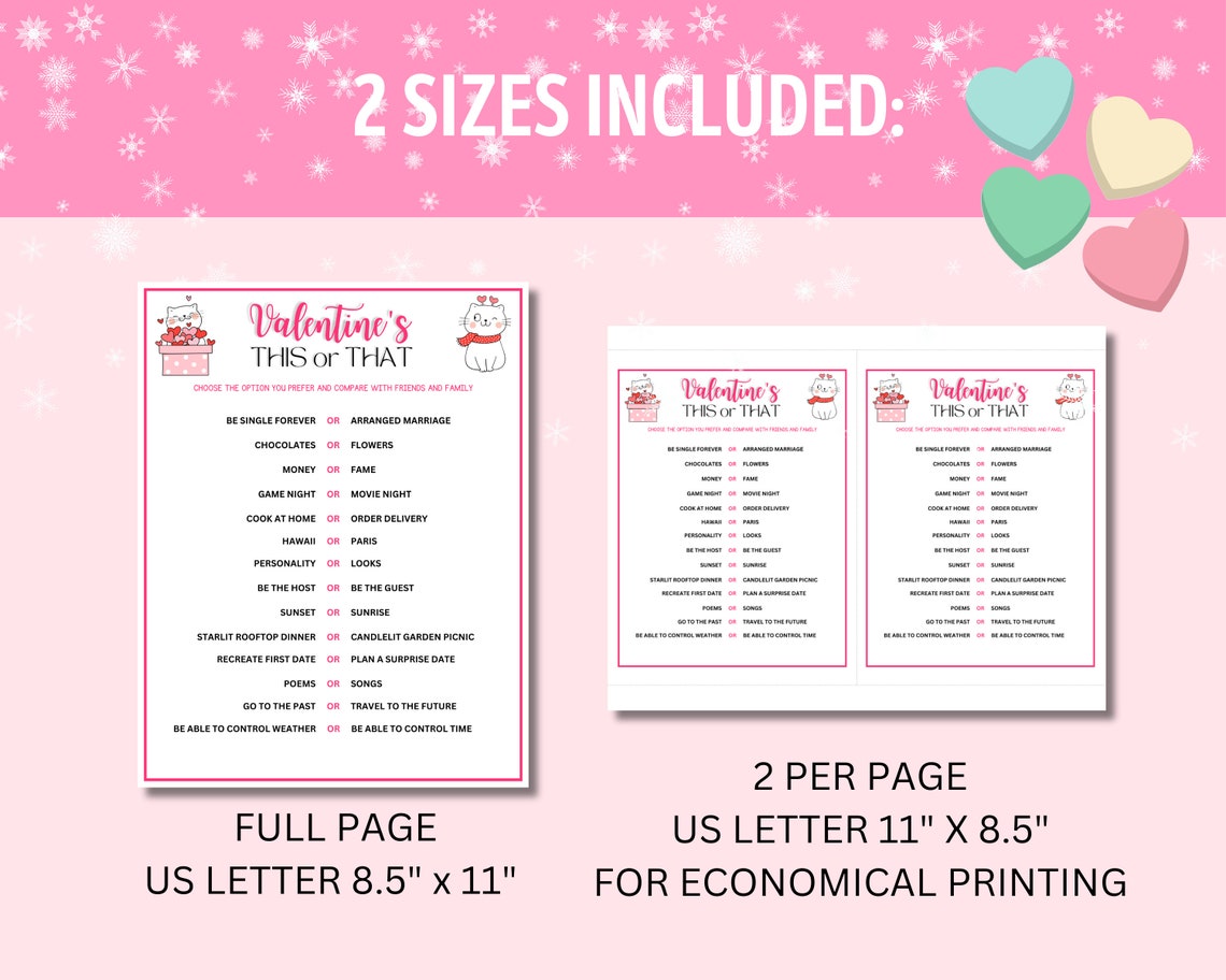 Valentine's This or That Game Printable Valentine Games Digital ...
