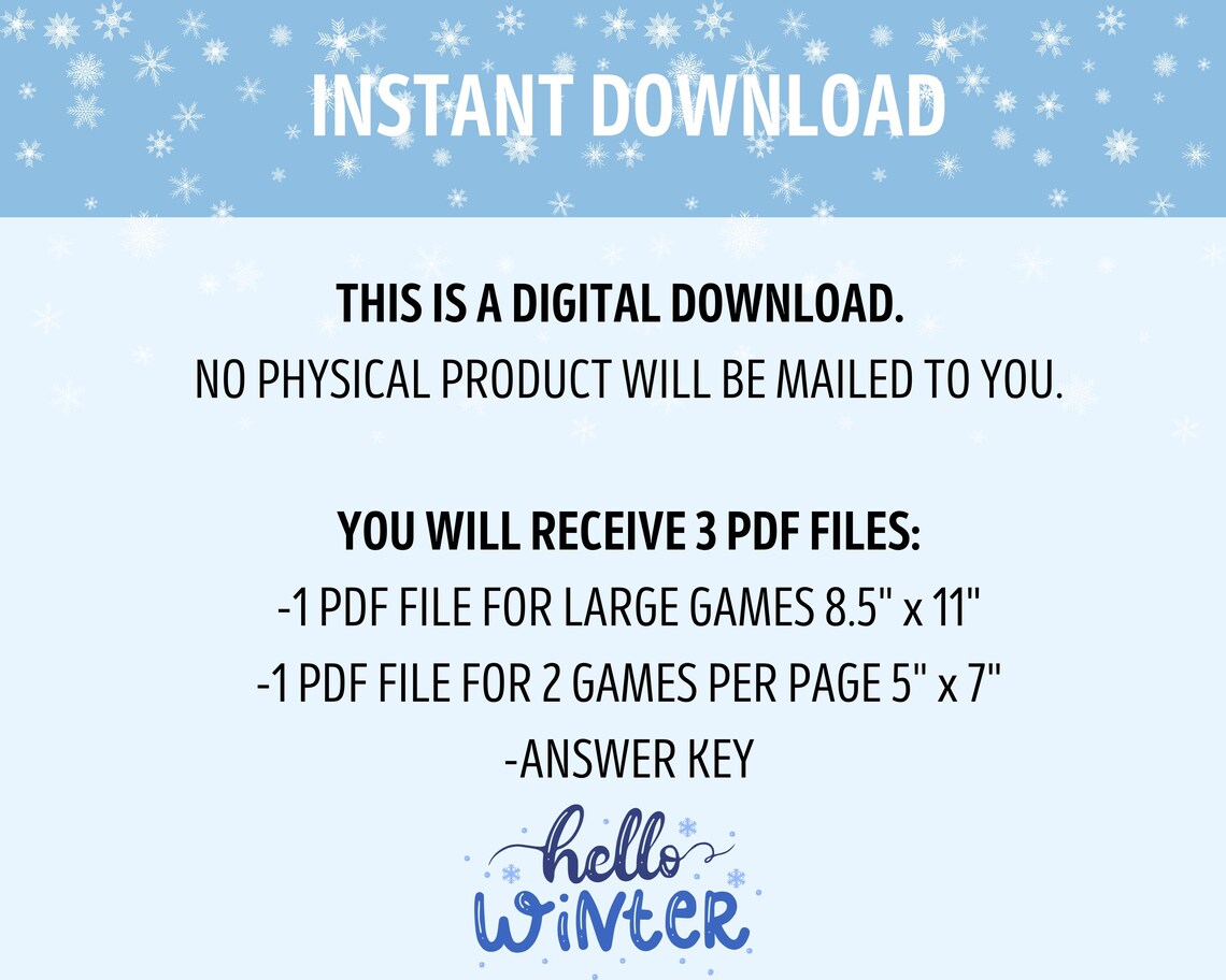 Winter Word Scramble Game: Printable Party Activity (digital Download ...