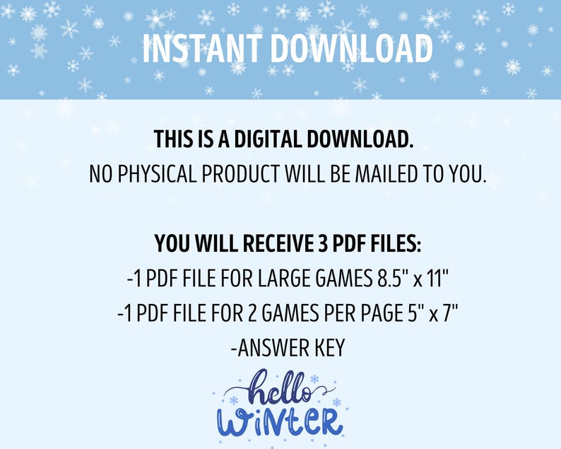 Winter Word Scramble Game: Printable Party Activity (digital Download ...