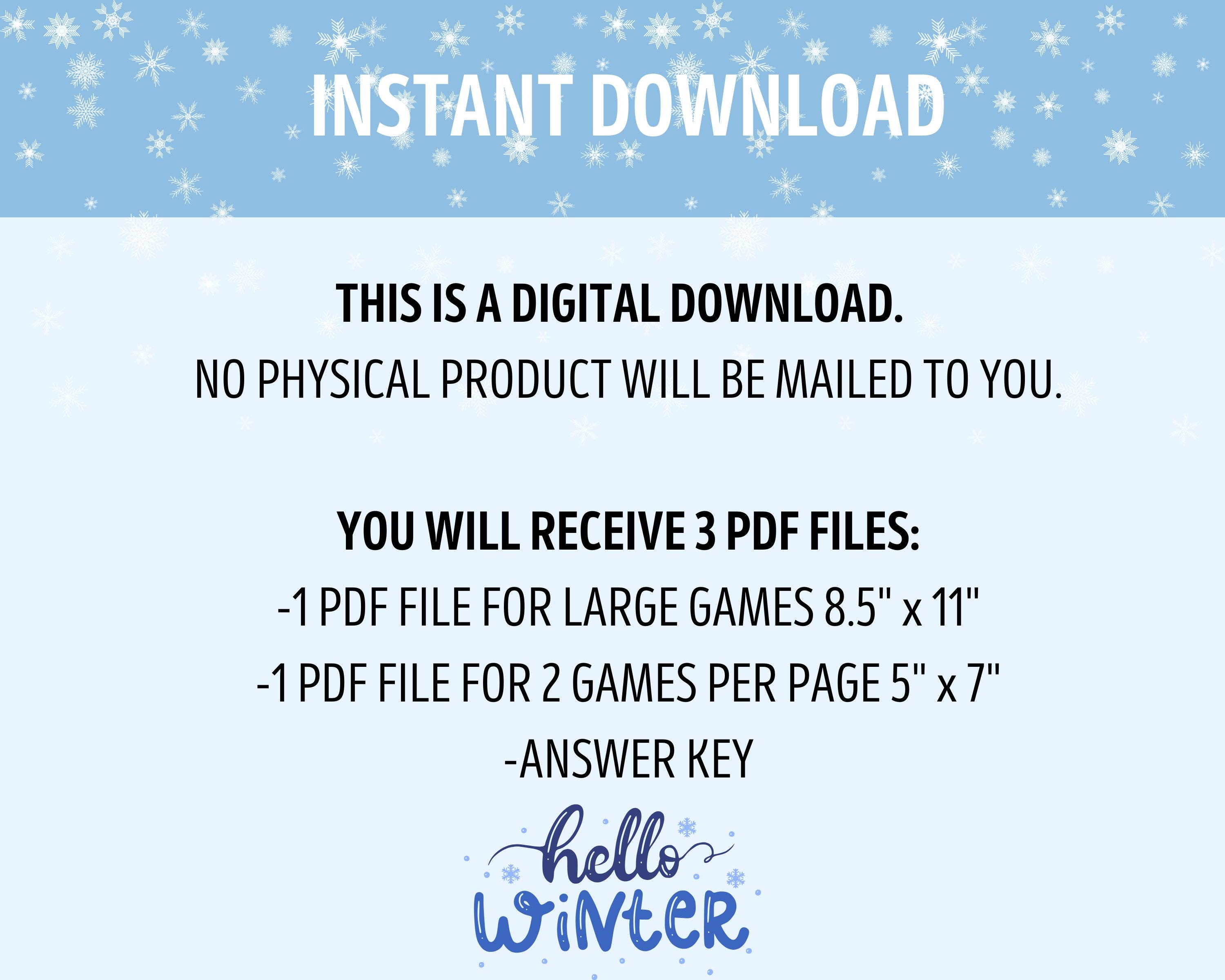 Winter Word Scramble Game | Printable Winter Game Digital Download ...