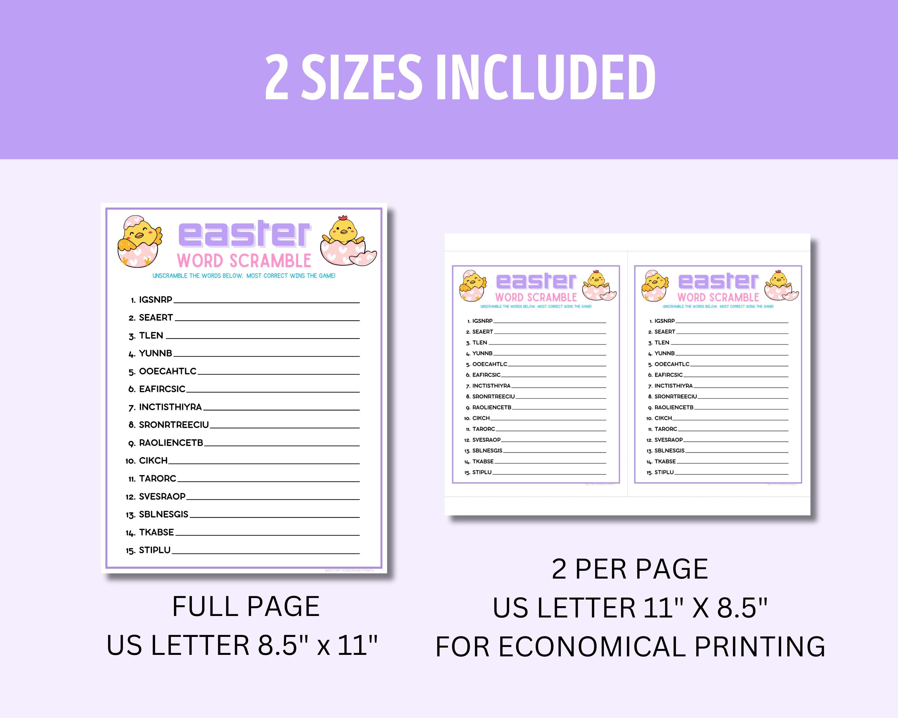 Easter Word Scramble Game | Printable Easter Game Digital Download ...