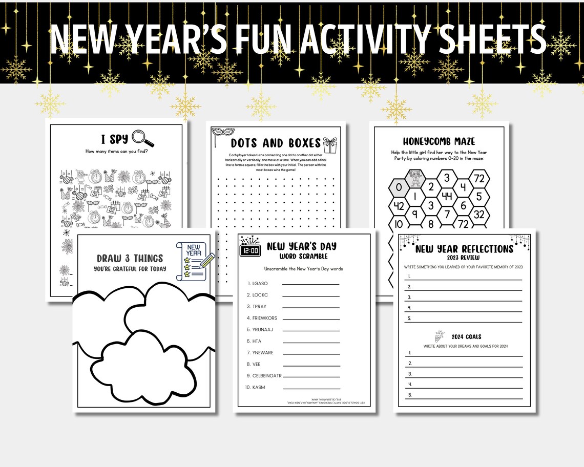 Kid New Years Activity 2024 Printable New Year's Game New Years ...