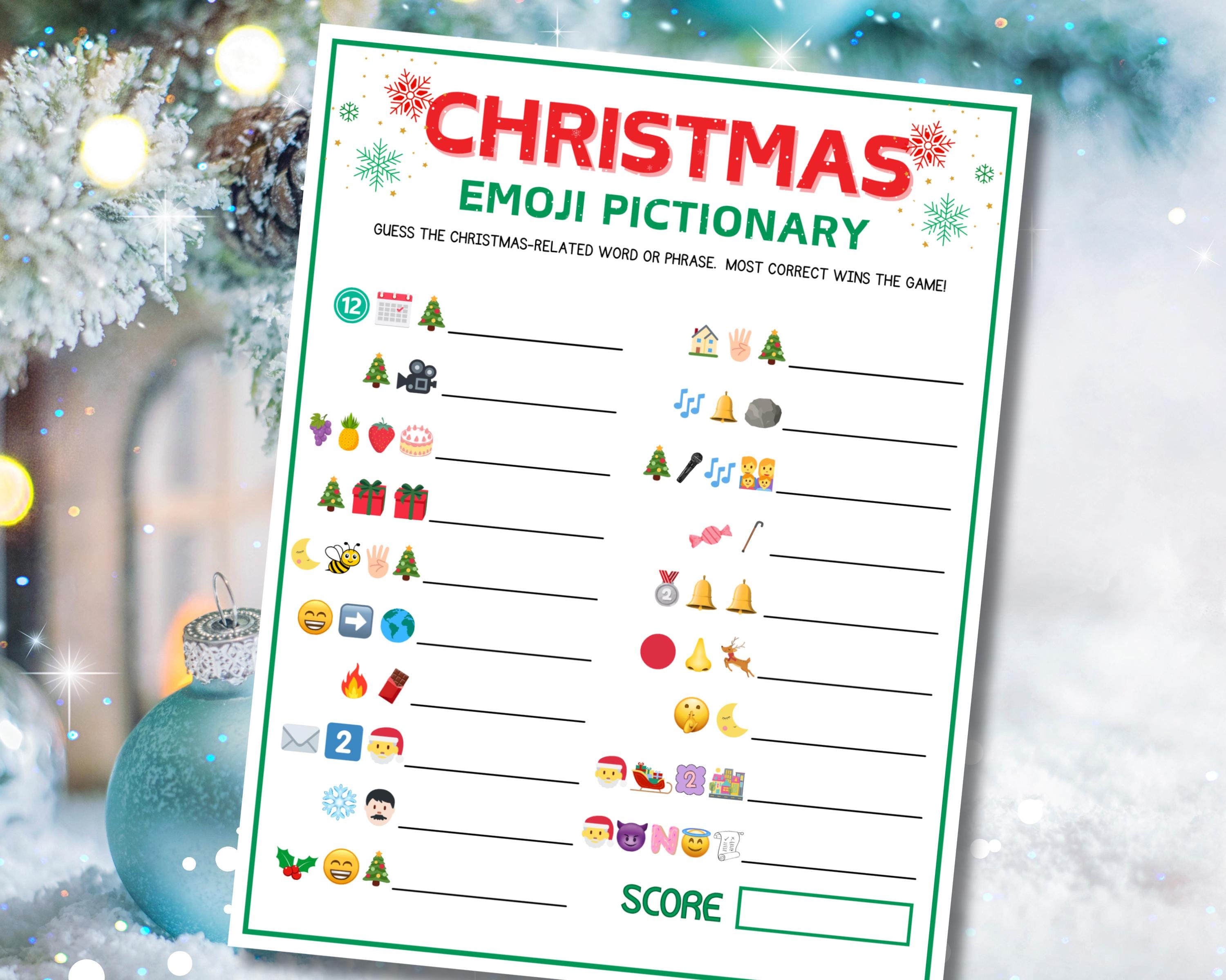 Christmas Emoji Pictionary Game: Printable Party Activity | Fun ...