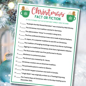 Christmas Fact or Fiction Game: Printable Holiday Party (digital ...