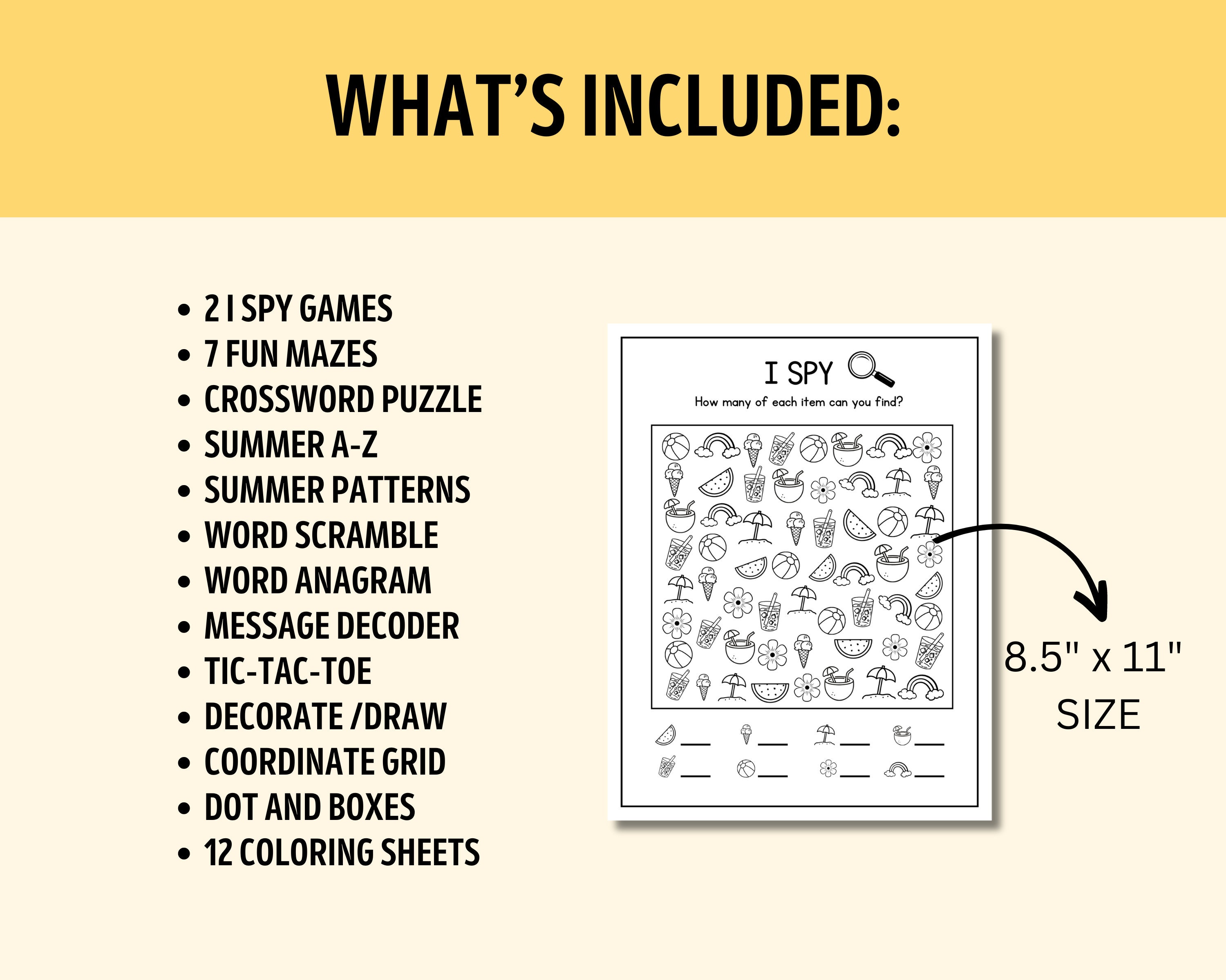 Kids Summer Printable Activity Bundle Digital Download Games Summer ...