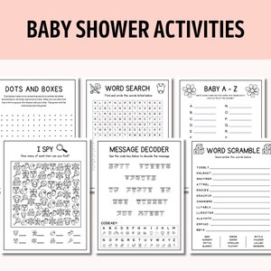Kids Baby Shower Printable Activity Bundle | Digital Download Games ...