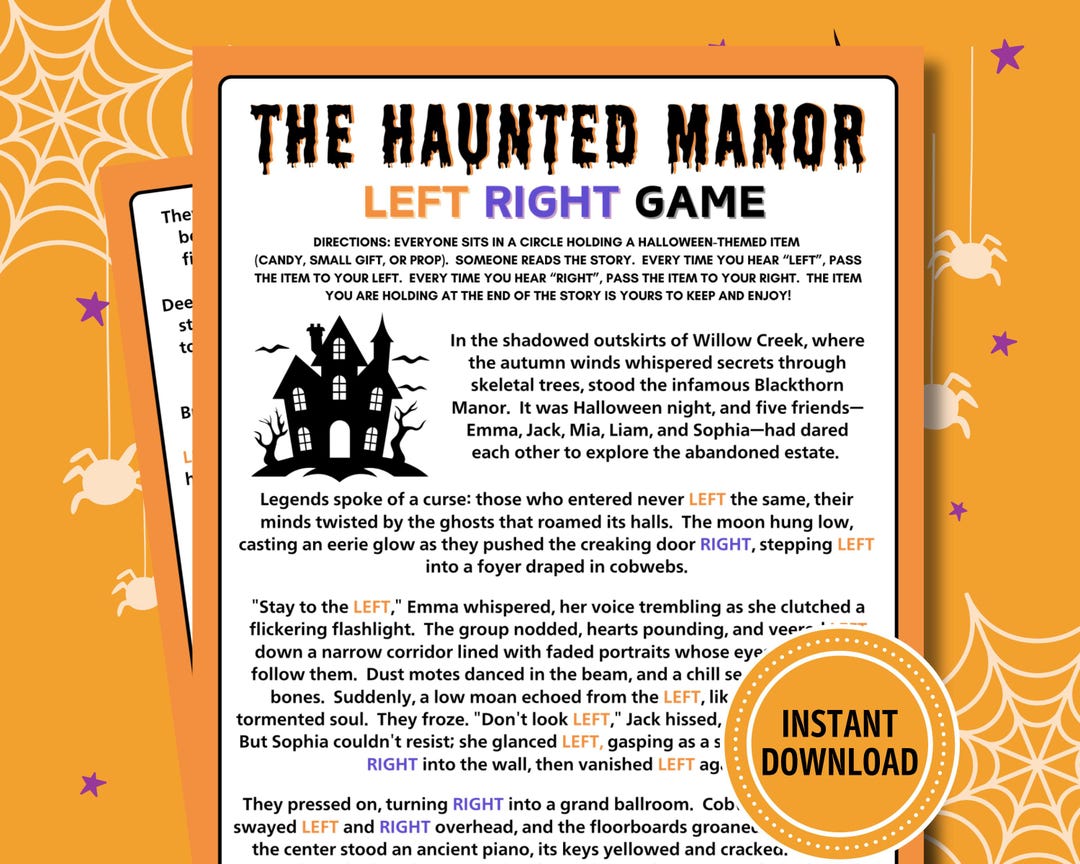 Halloween Left Right Gift Exchange Game: Printable Story (PDF) - Etsy