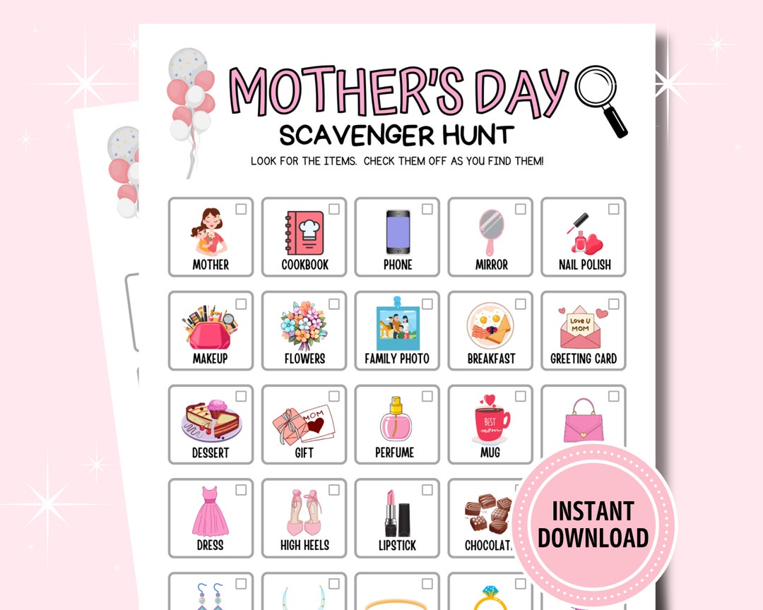 Mother's Day Scavenger Hunt Game | Printable Mother's Day Game Digital ...