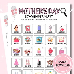 Mother's Day Scavenger Hunt Game | Printable Mother's Day Game Digital ...