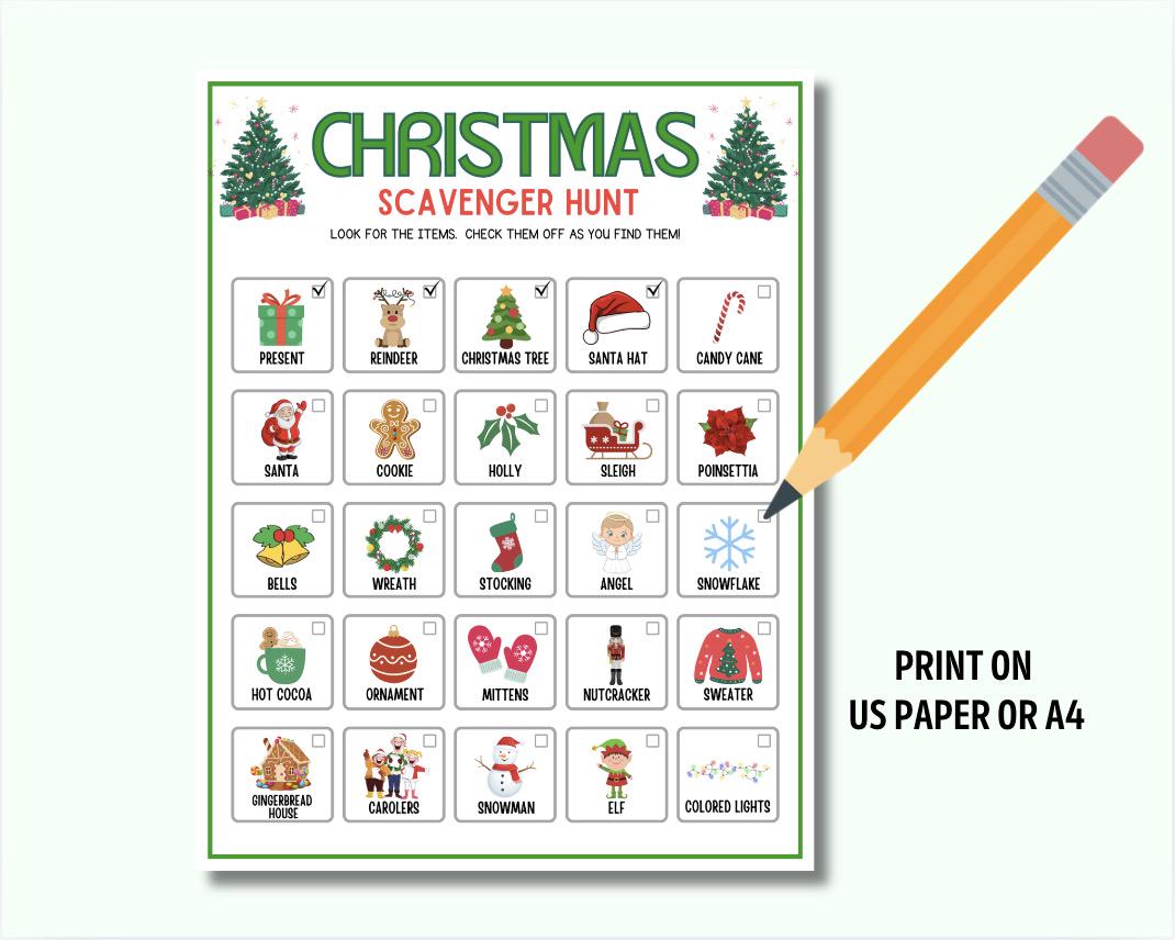 Kids Christmas Scavenger Hunt: Printable Holiday Game (digital Download ...