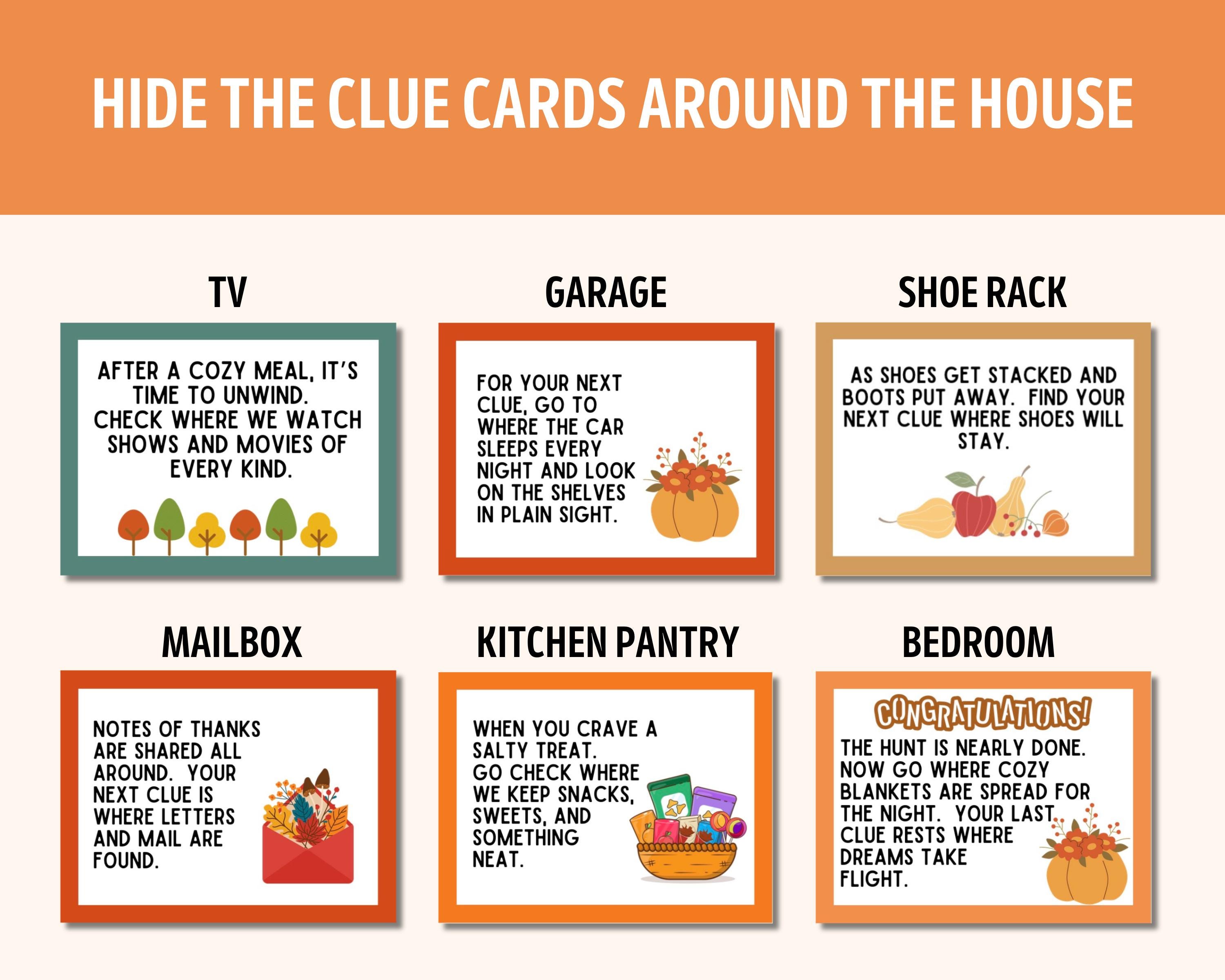 Thanksgiving Scavenger Hunt: 24 Printable Riddle Cards (PDF) - Etsy