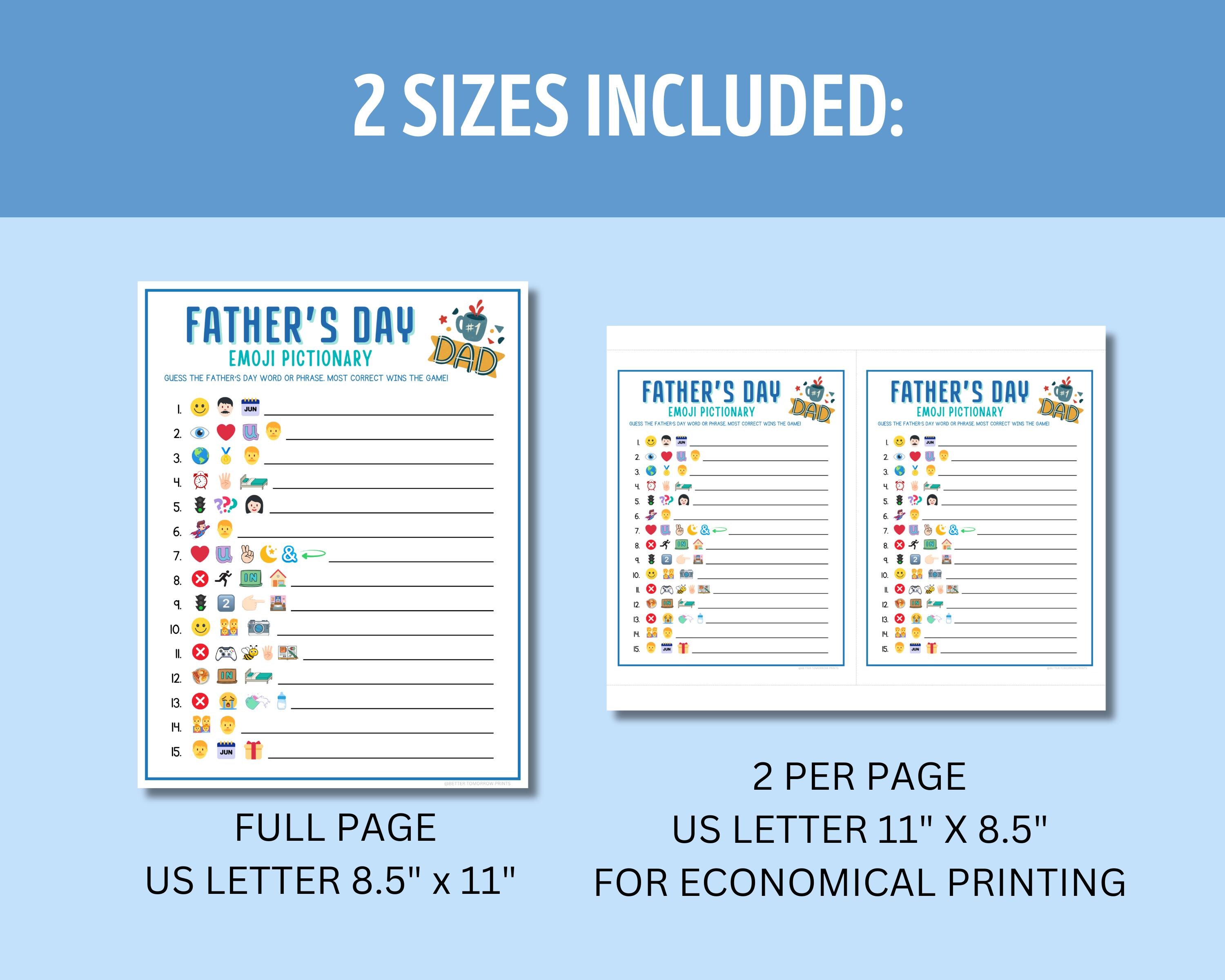 Father's Day Emoji Pictionary Game: Printable Party Game (digital ...