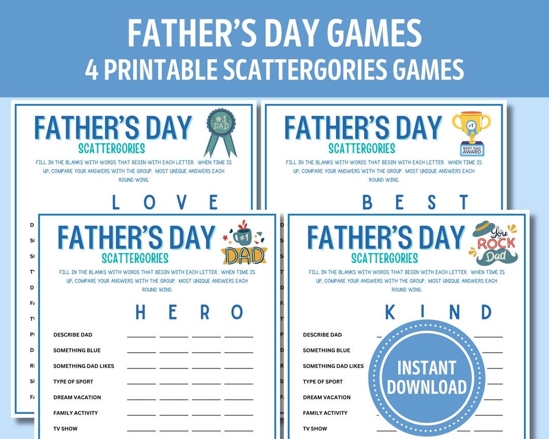 Father's Day Scattergories Game | Printable Digital Download | Family ...