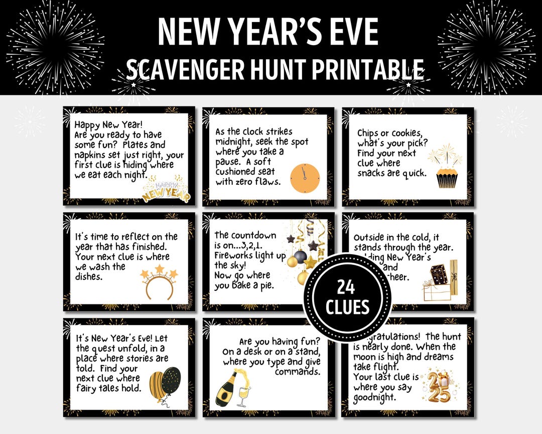 New Year's Eve Scavenger Hunt Clues | New Year's Eve Scavenger Hunt ...