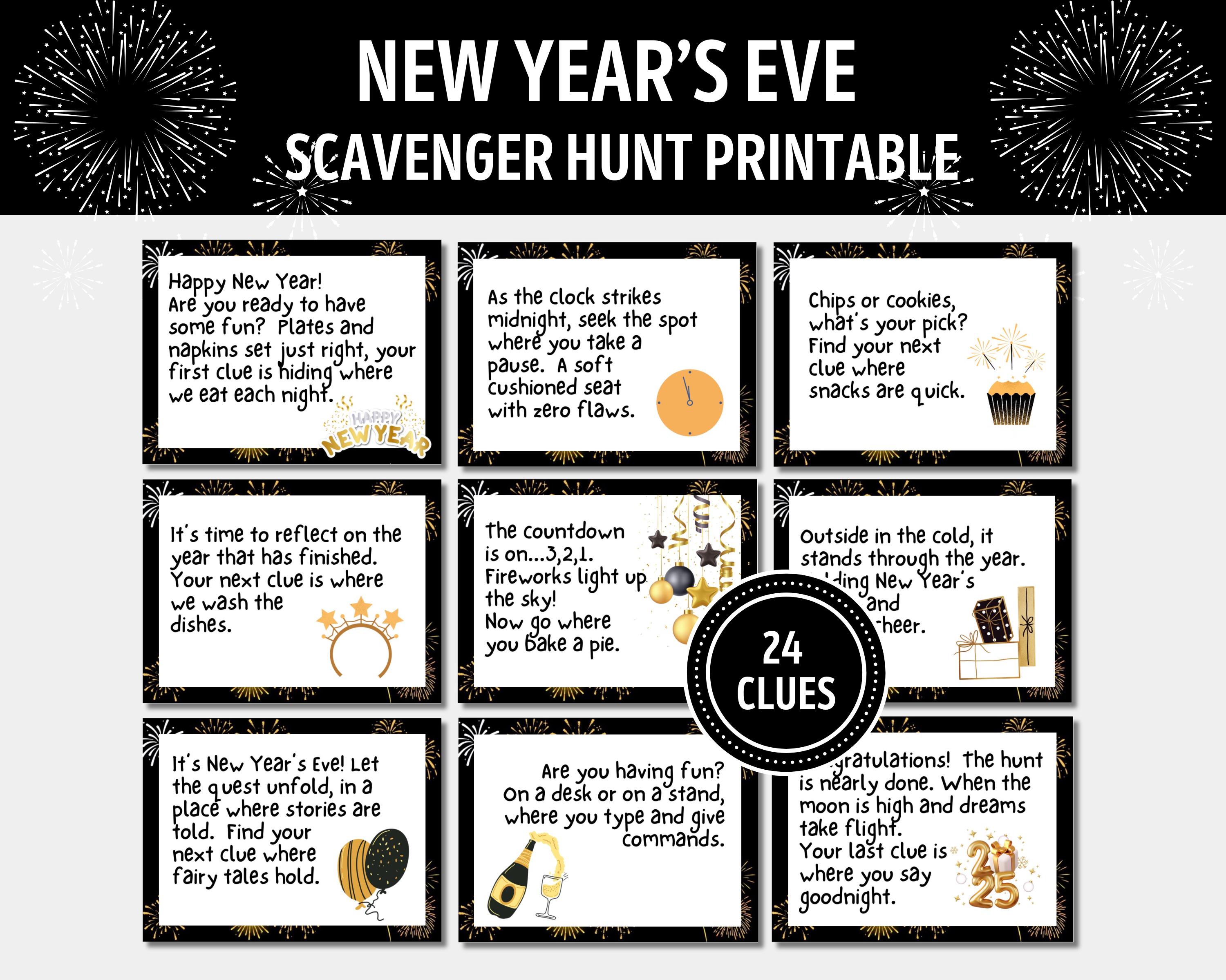 New Year's Eve Scavenger Hunt Clues | New Year's Eve Scavenger Hunt ...