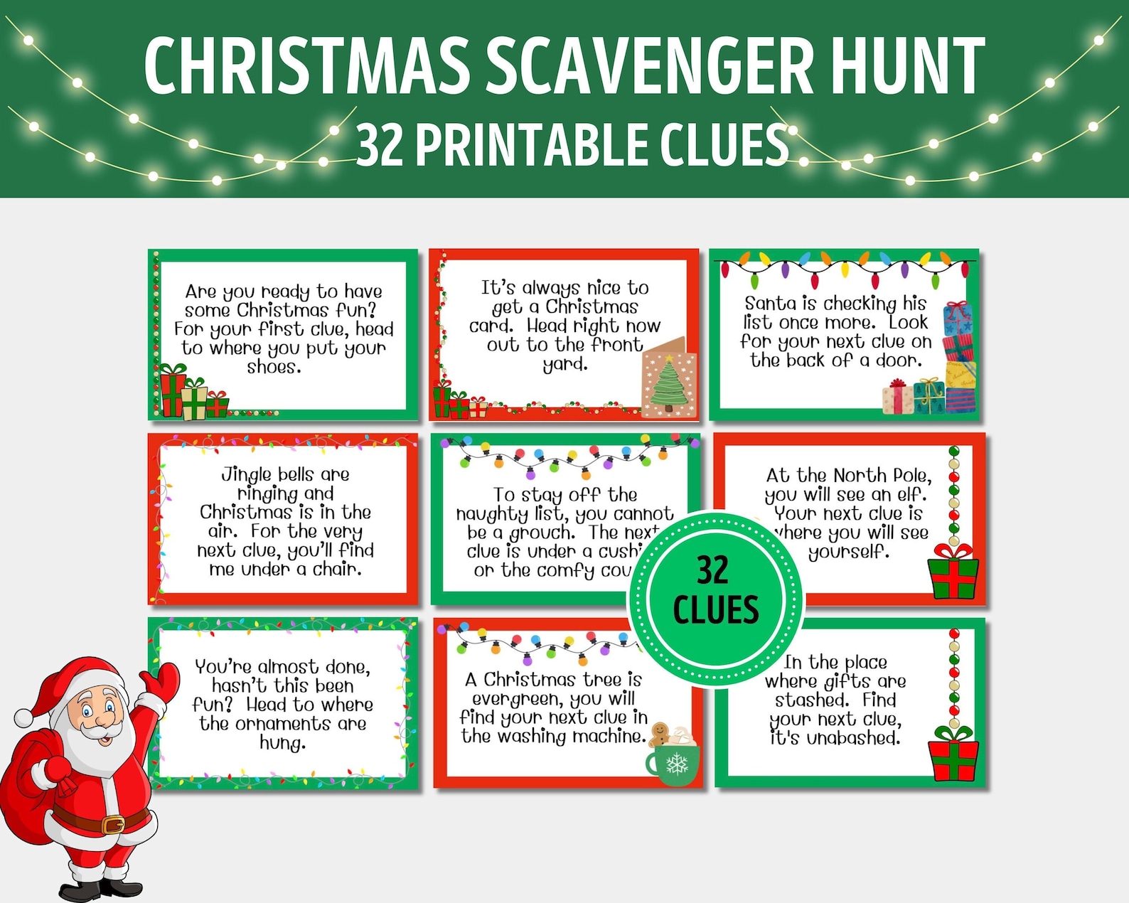 Christmas Scavenger Hunt Clues | Christmas Scavenger Hunt Cards丨 ...