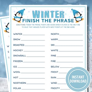 Winter Finish the Phrase Game: Printable Party Activity (digital ...