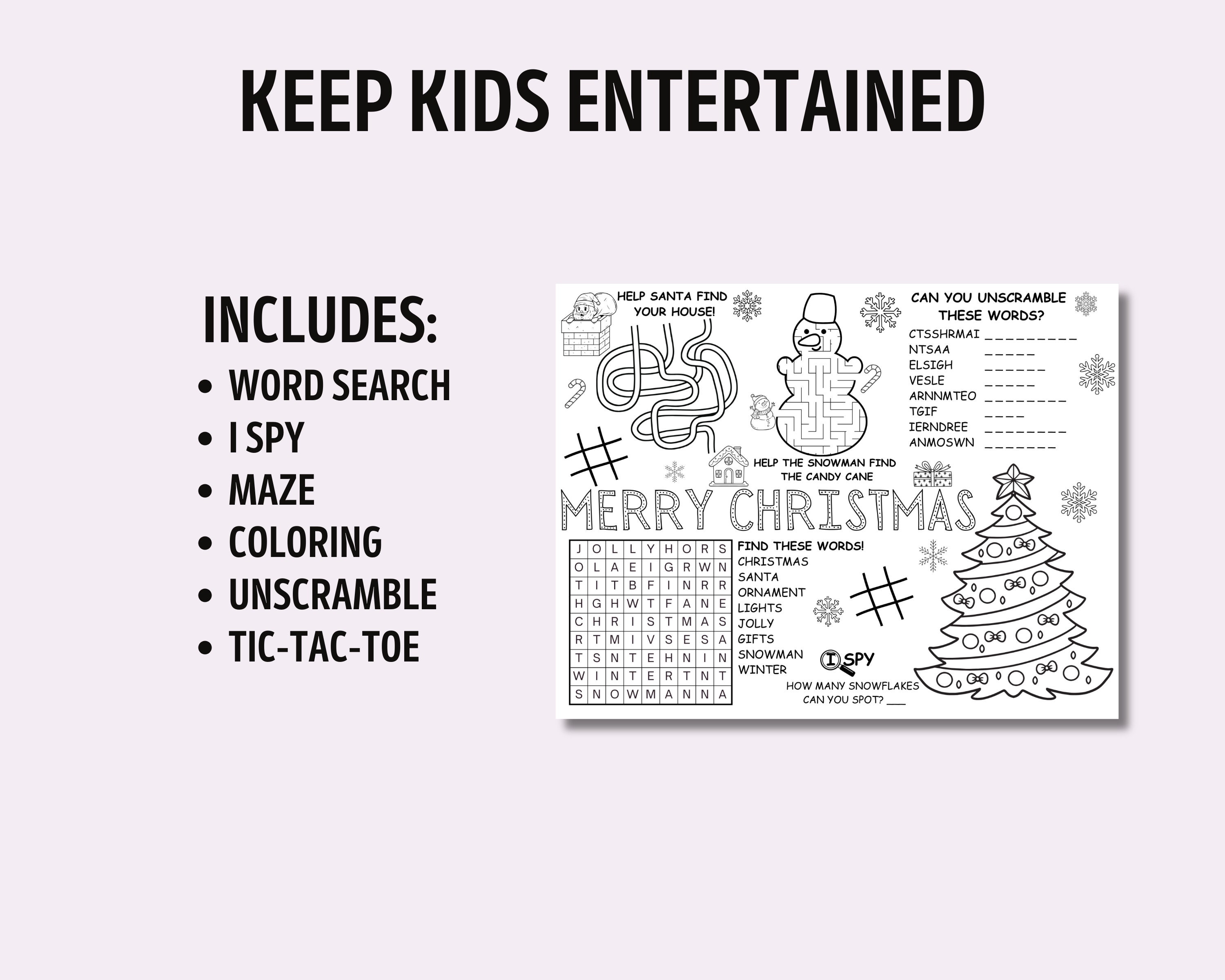 Christmas Activity Placemat | Christmas Placemat Printable | Christmas ...