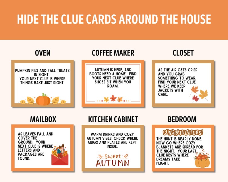 Fall Scavenger Hunt Clues: Autumn Family Game (digital Download) - Etsy