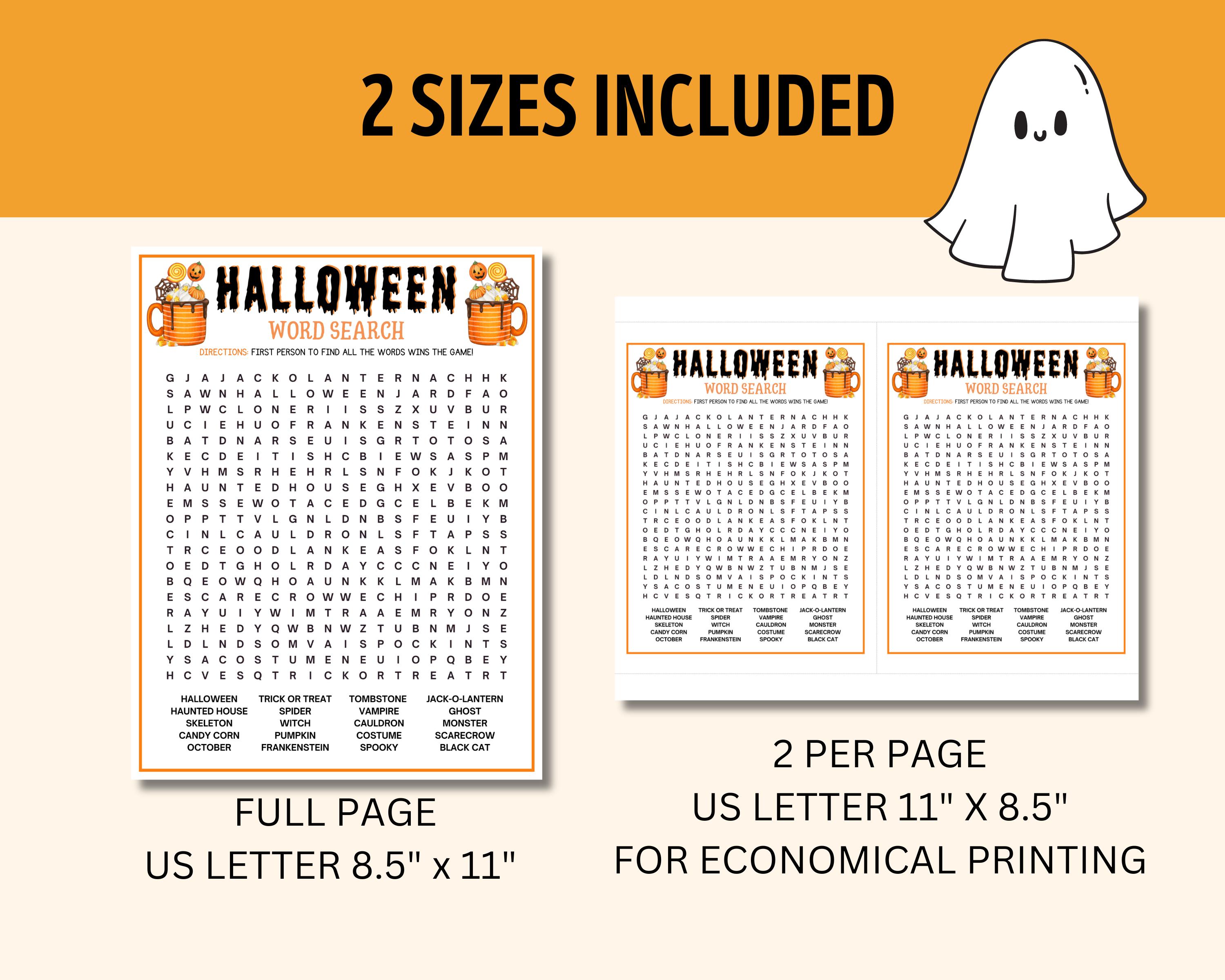 Halloween Word Search Game | Printable Halloween Game Digital Download ...