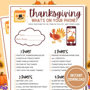 Thanksgiving What's on Your Phone Game | Printable Thanksgiving Game ...