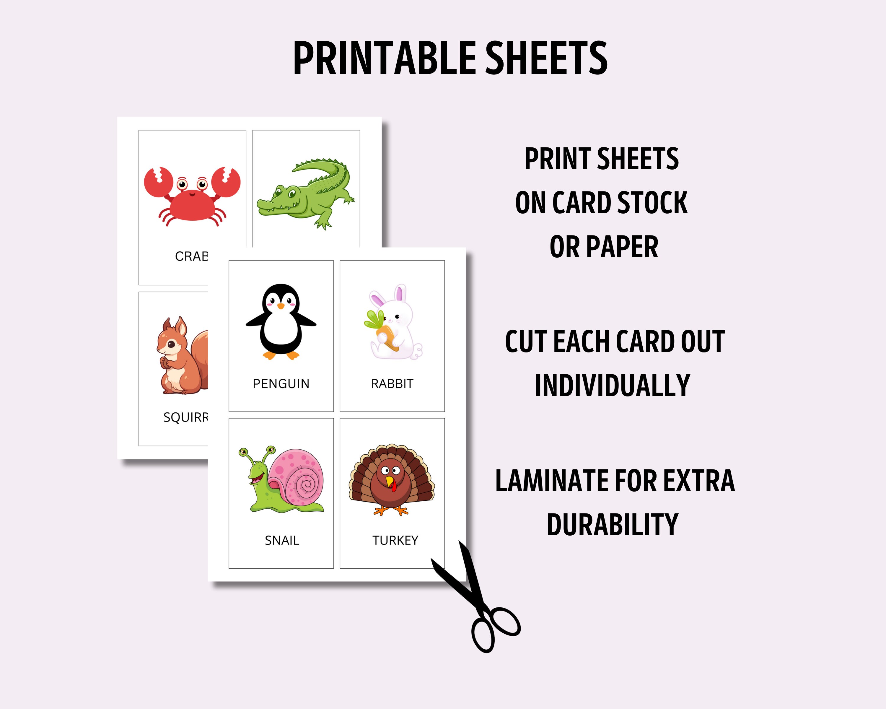 60 Animal Flashcards, Animal Printable Flashcards, Preschool Flashcards ...