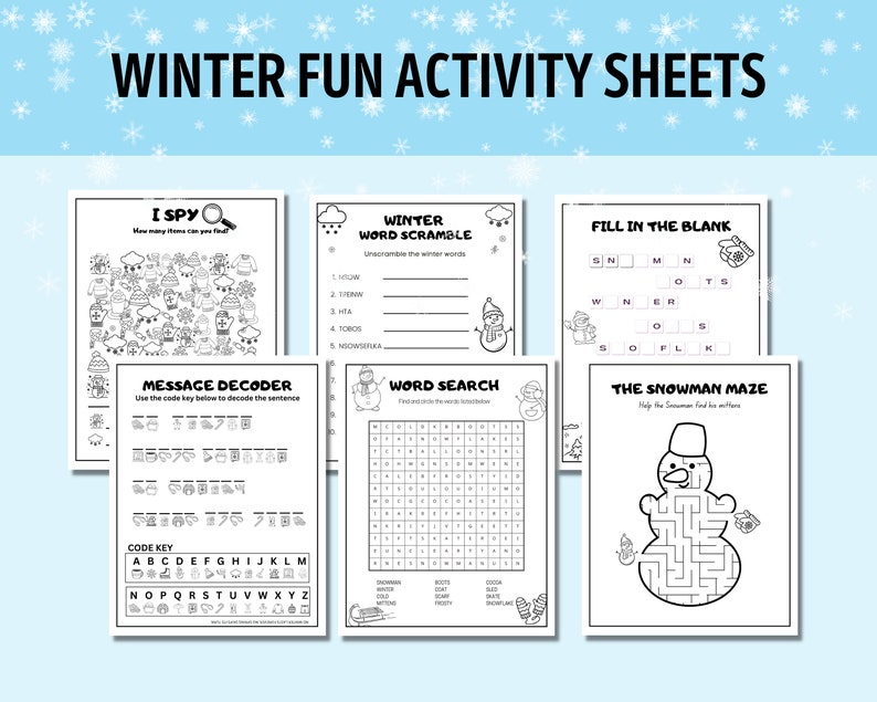 Kinder Winter Aktivität druckbares Set, Tic-Tac-Toe, Ich spioniere aus ...