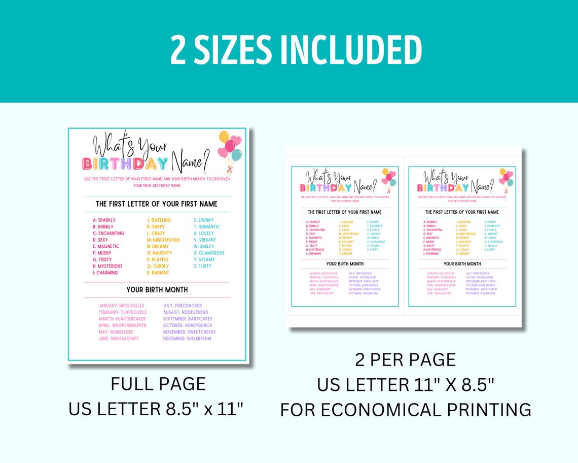Birthday Name Game: Fun Party Activity (digital Download) - Etsy