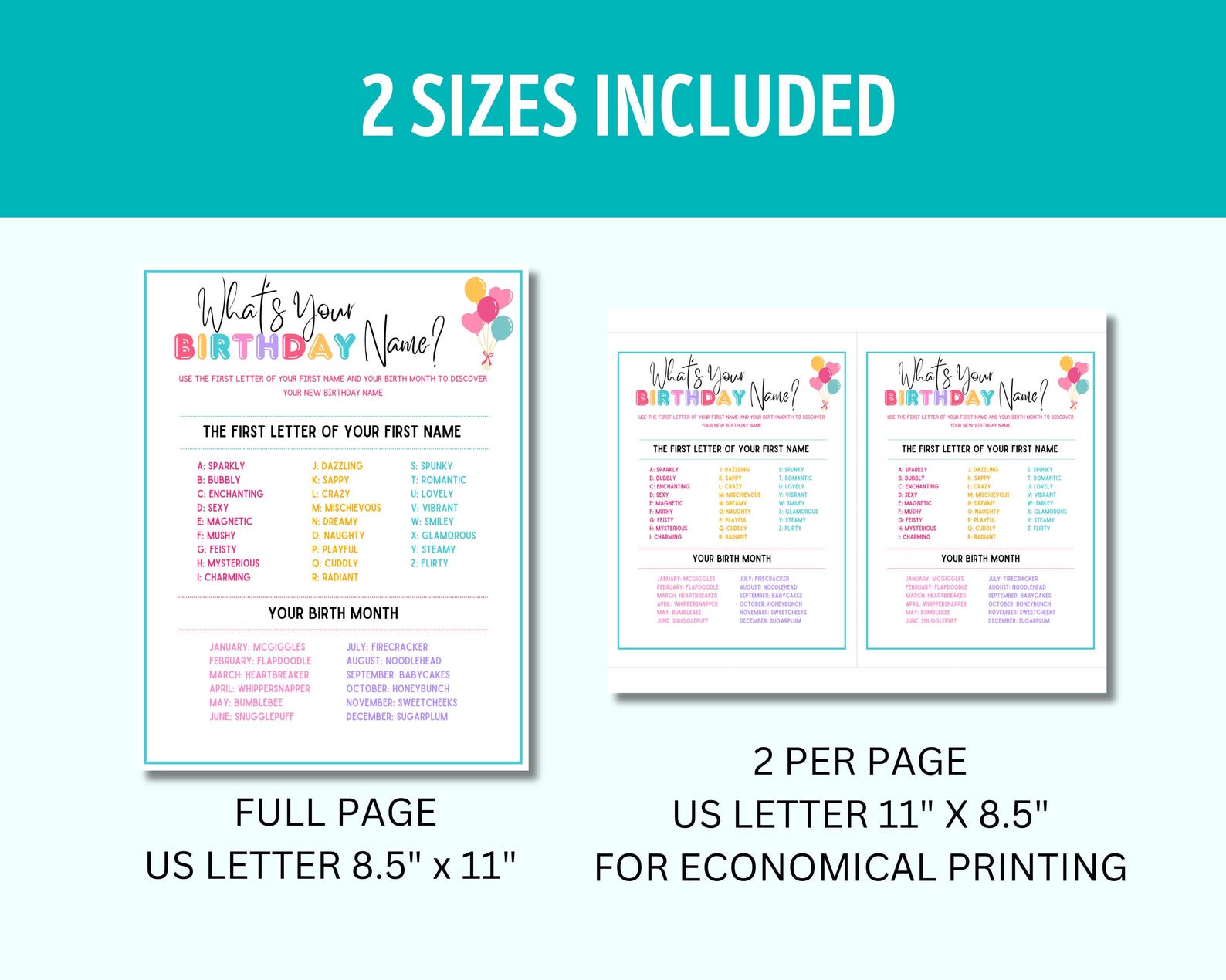 Birthday Name Game: Fun Party Activity (digital Download) - Etsy