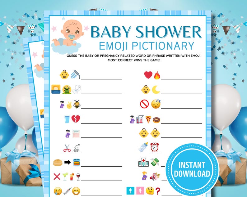 Baby Boy Shower Emoji Pictionary Game (printable Digital Download) - Etsy