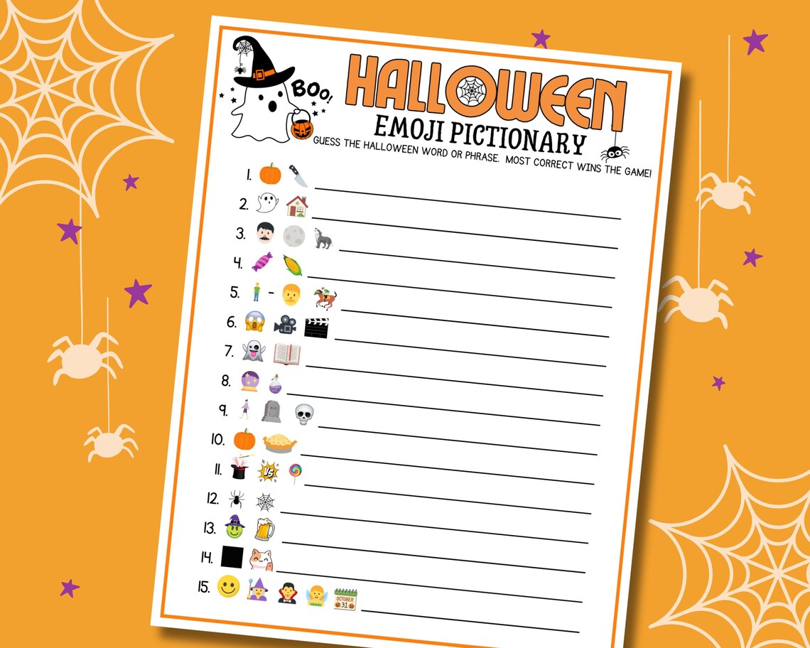 Halloween Emoji Pictionary Game: Printable Party Fun (digital Download ...